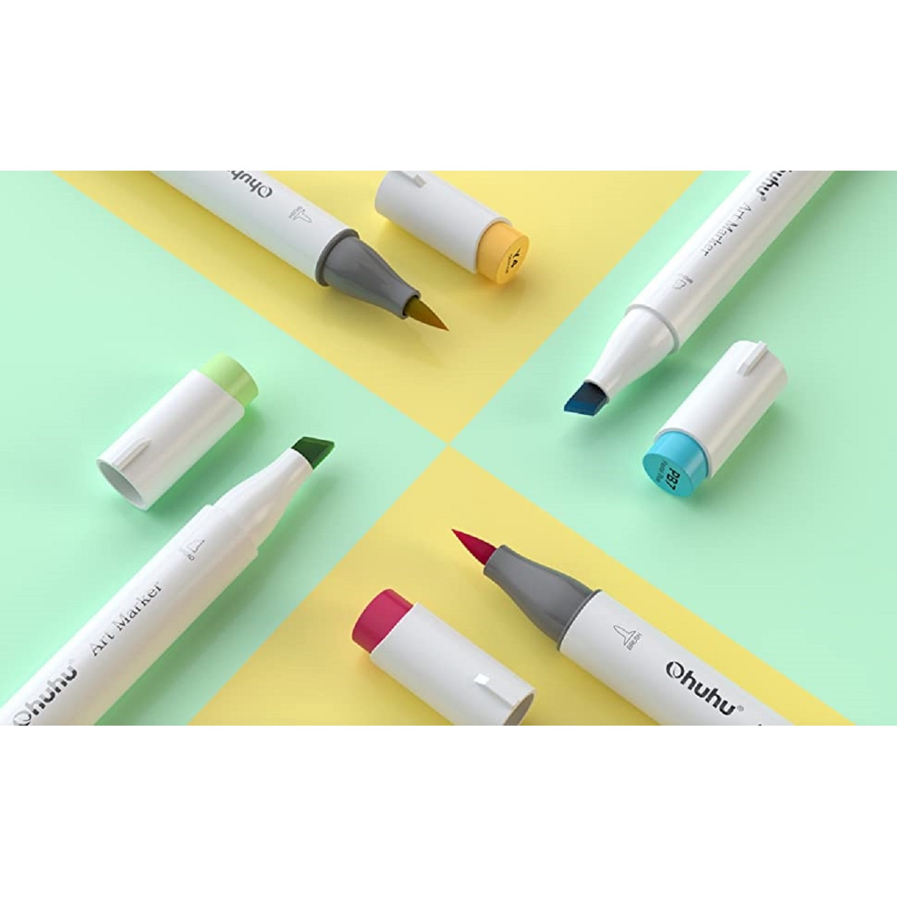 Set 48 Markere Ohuhu Honolulu, Baza Alcool, Varf Dublu Brush Chisel ...