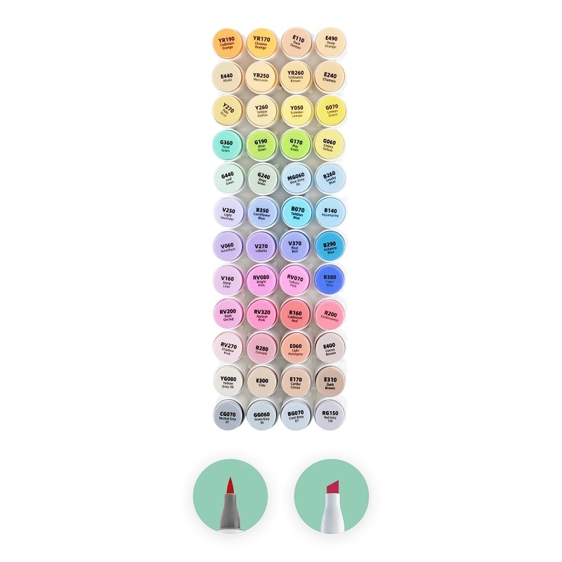 Set 48 Markere Ohuhu Honolulu, Baza Alcool, Varf Dublu Brush Chisel ...