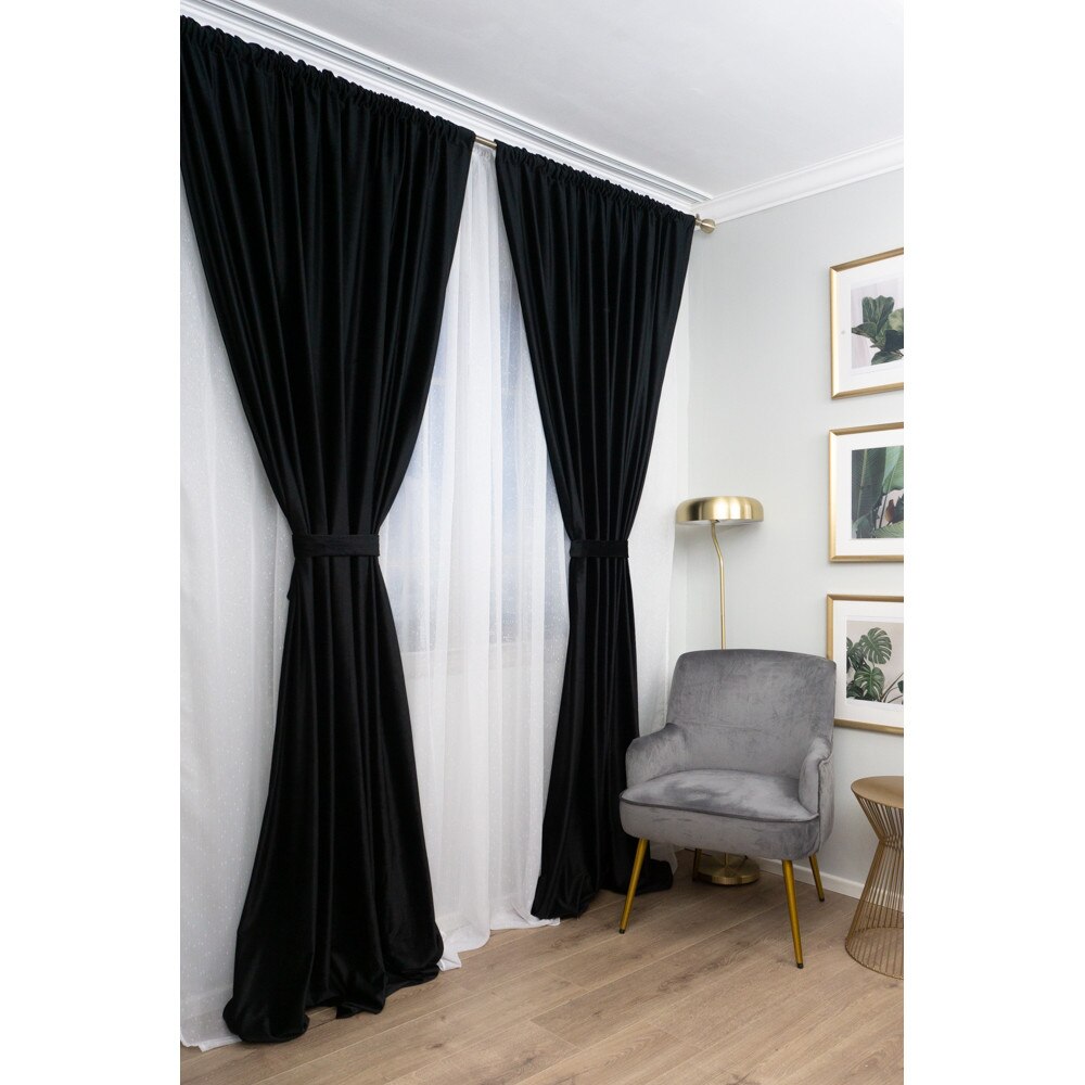 Set Harnicuta 2 Draperii Catifea Neagra 2x200x245cm cu Rejansa - eMAG.ro