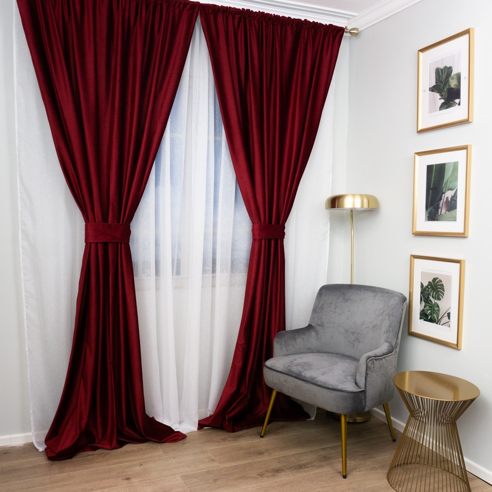 Set Harnicuta 2 Draperii Catifea Rosu Uni 2x200x265cm cu Rejansa - eMAG.ro