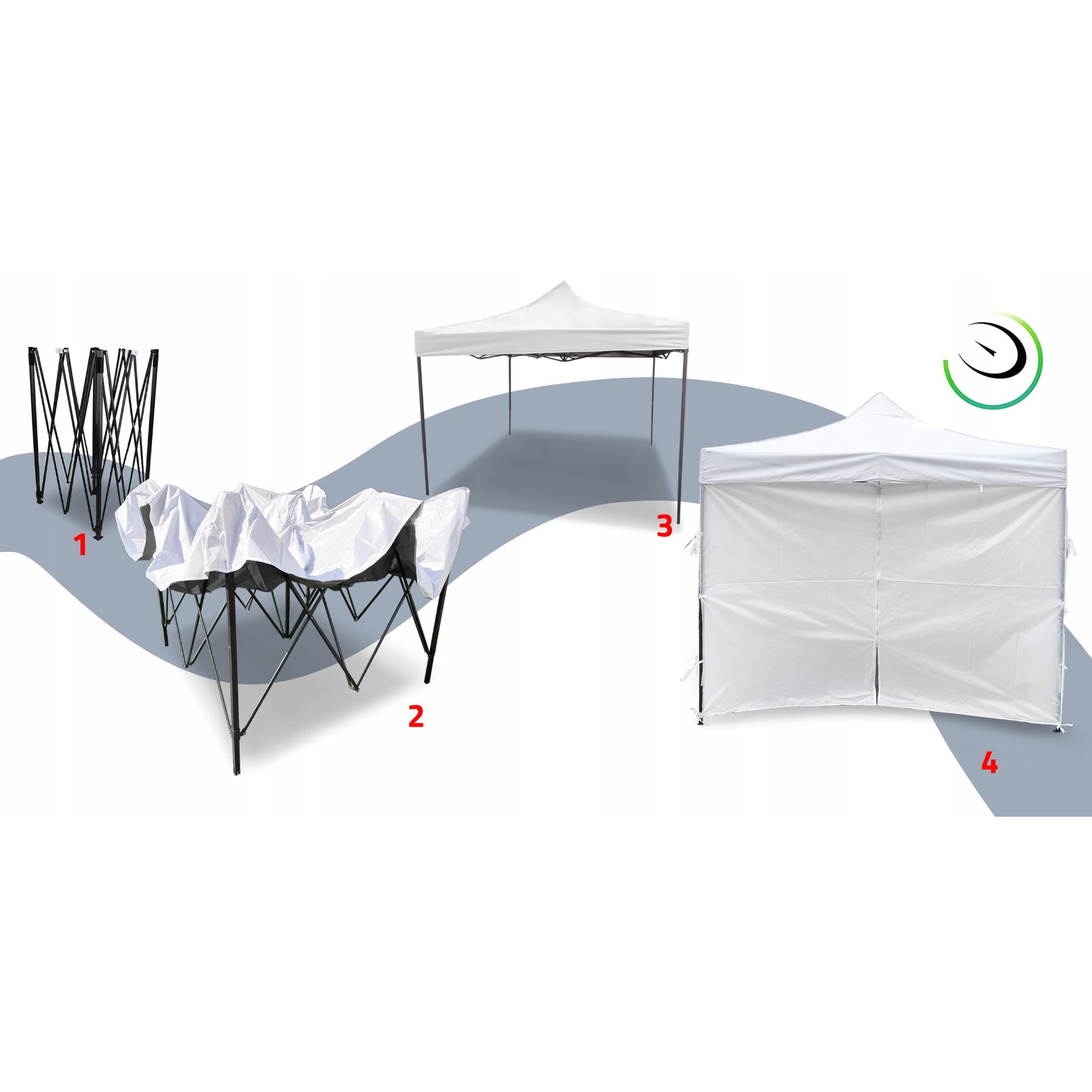 Pavilion pliabil, Zola®, alb, 3x3 m, 4 pereti detasabili, structura din ...