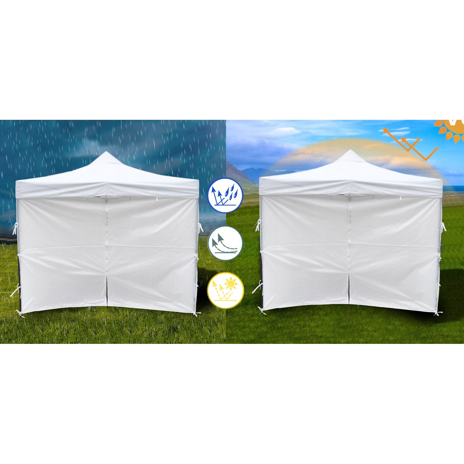 Pavilion pliabil, Zola®, alb, 3x3 m, 4 pereti detasabili, structura din ...