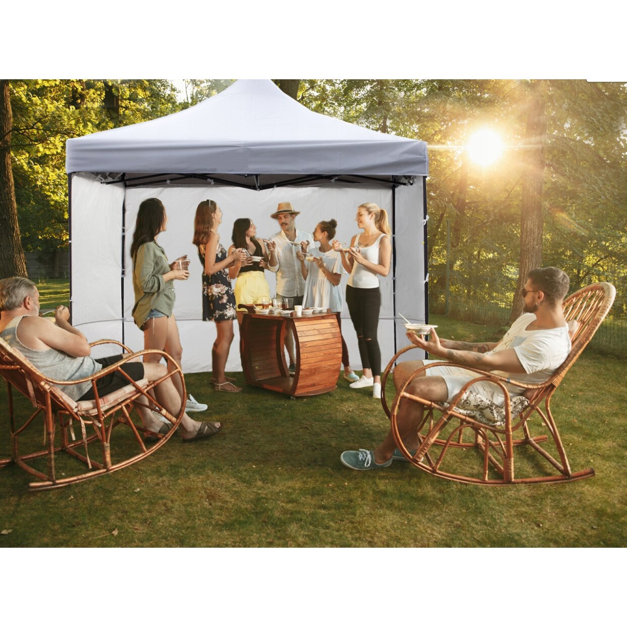 Pavilion pliabil, Zola®, alb, 3x3 m, 4 pereti detasabili, structura din ...