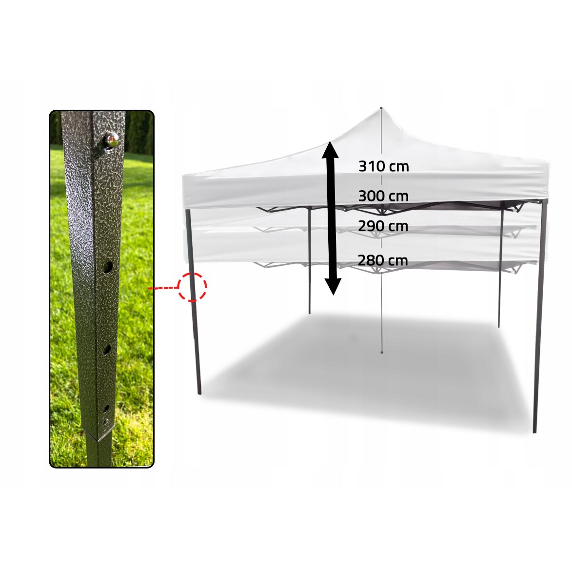 Pavilion pliabil, Zola®, alb, 3x3 m, 4 pereti detasabili, structura din ...