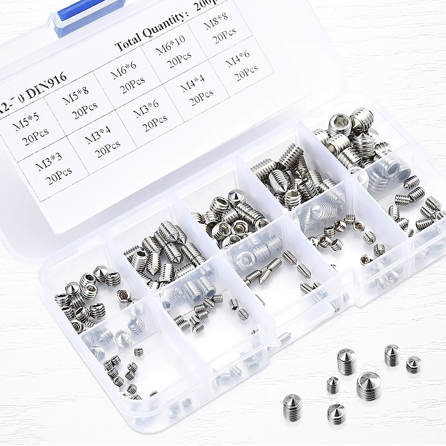 Set 200 suruburi, Otel inoxidabil, M3/M4/M5/M6/M8, Argintiu - eMAG.ro