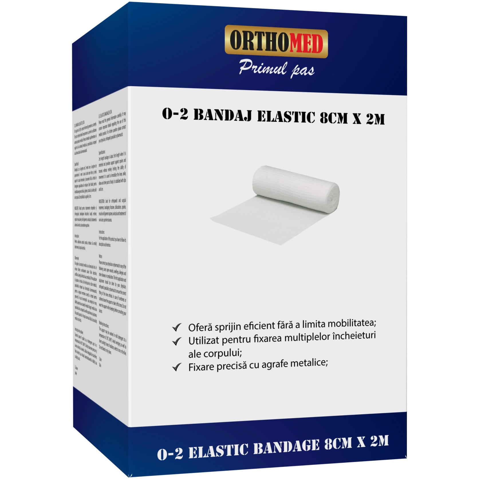 Bandaj elastic 8 cm x 2 m, Orthomed - eMAG.ro