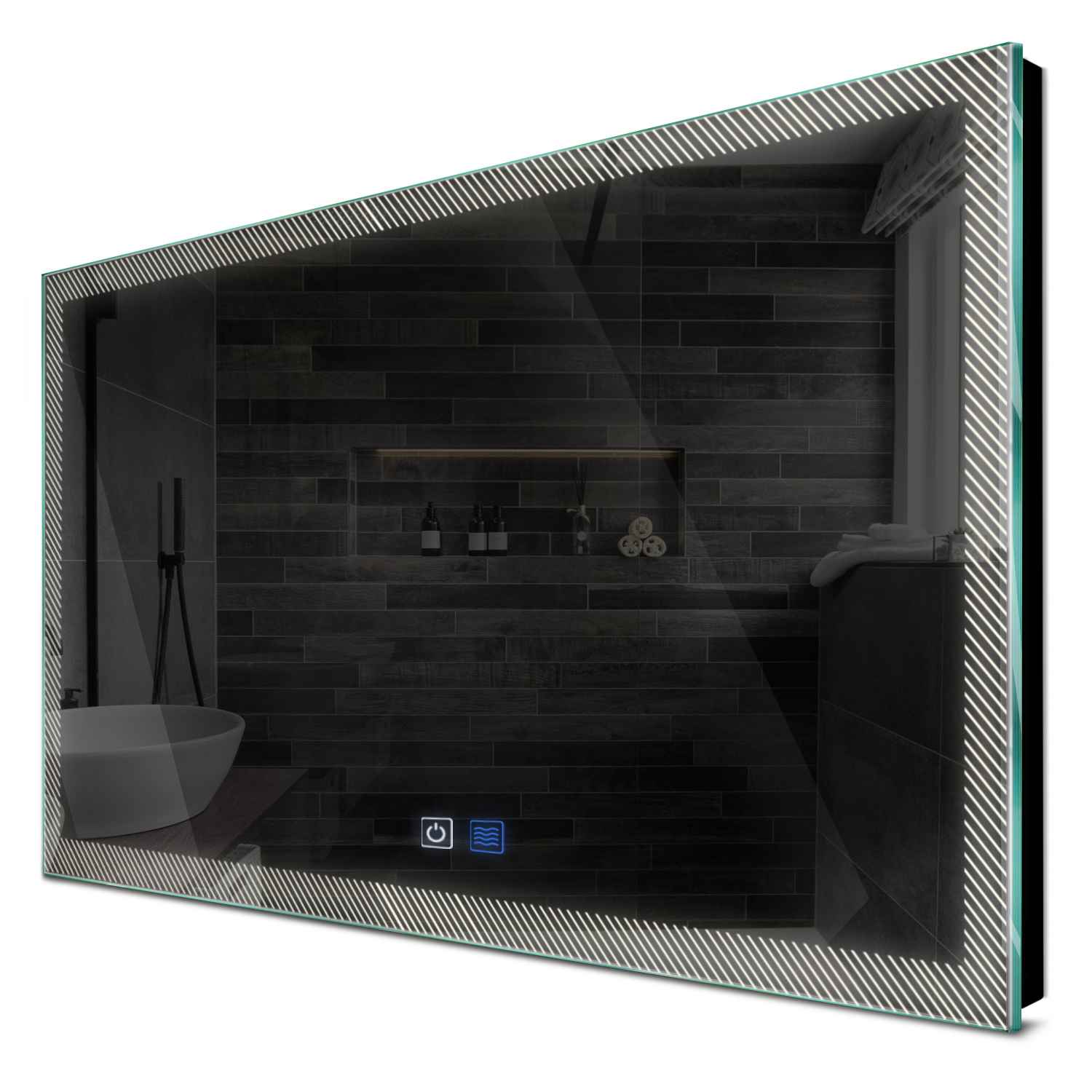 Oglinda LED Orizontala 120x80 cm, cu butoane touch si dezaburire pentru ...