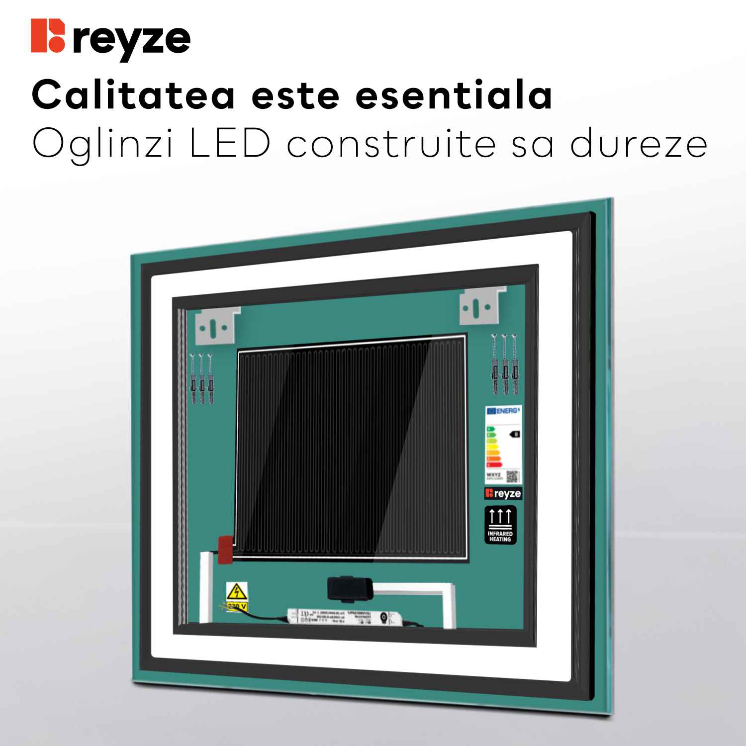 Oglinda LED Machiaj 100x100 cm, LED Cald 3000K, functie dezaburire ...