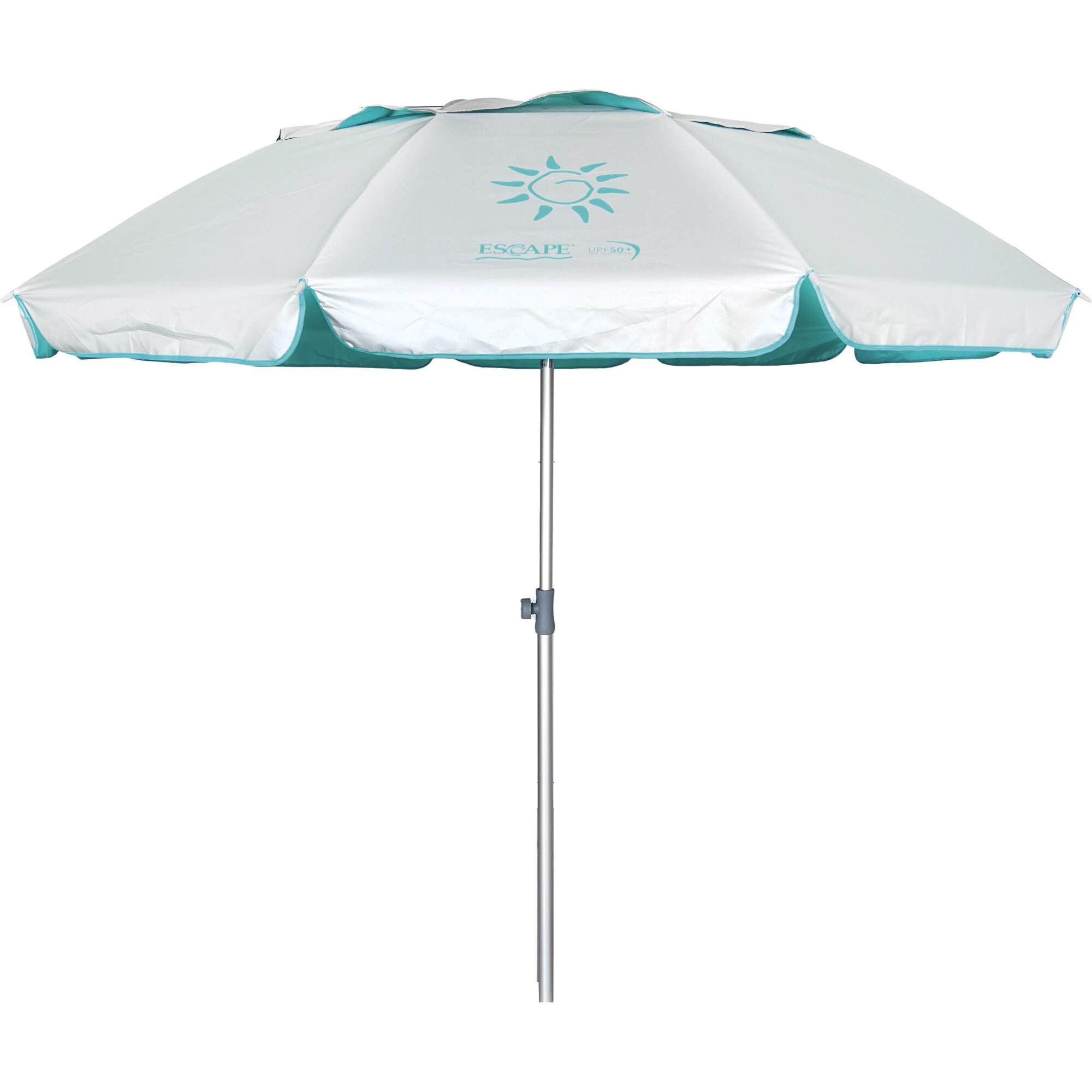 Umbrela de plaja Escape, 2.2 m, UPF 50+, Oxford, Turquoise/Alb - eMAG.ro