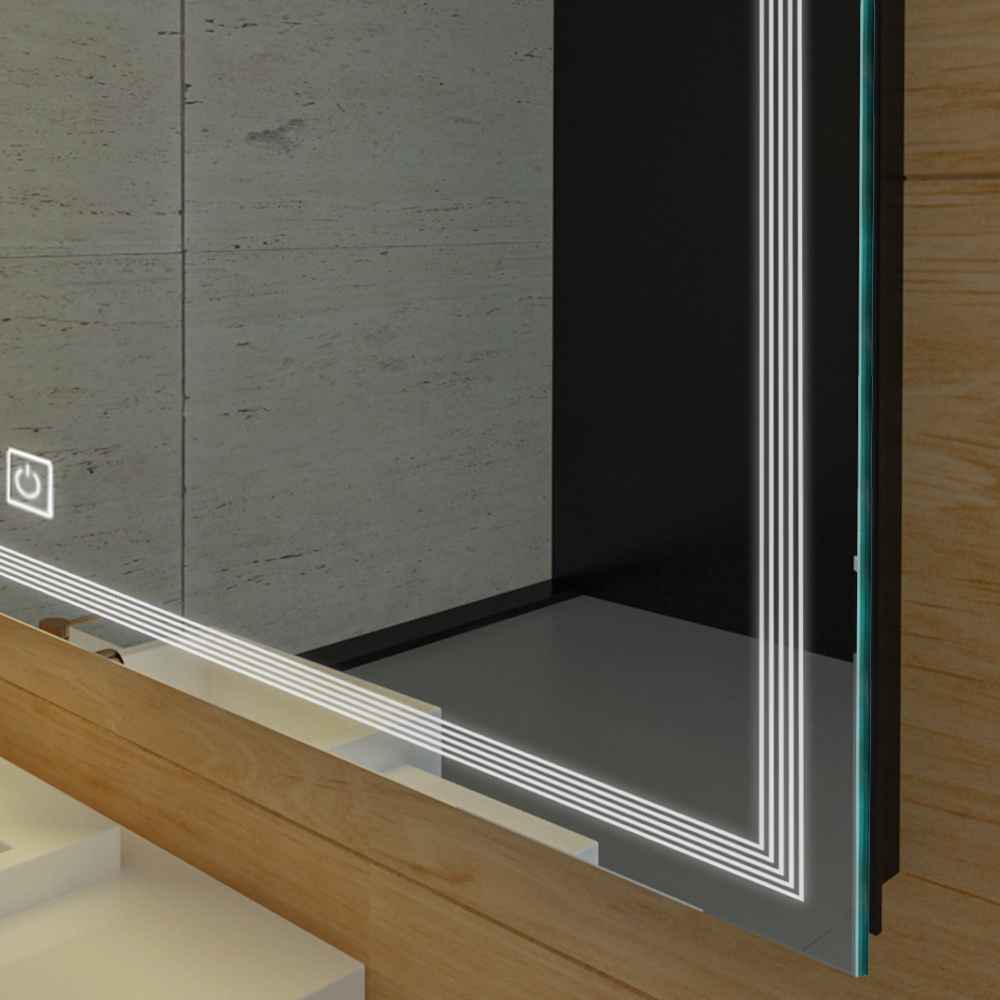 Oglinda LED Verticala 80x60 cm, cu buton touch pentru baie sau dormitor ...