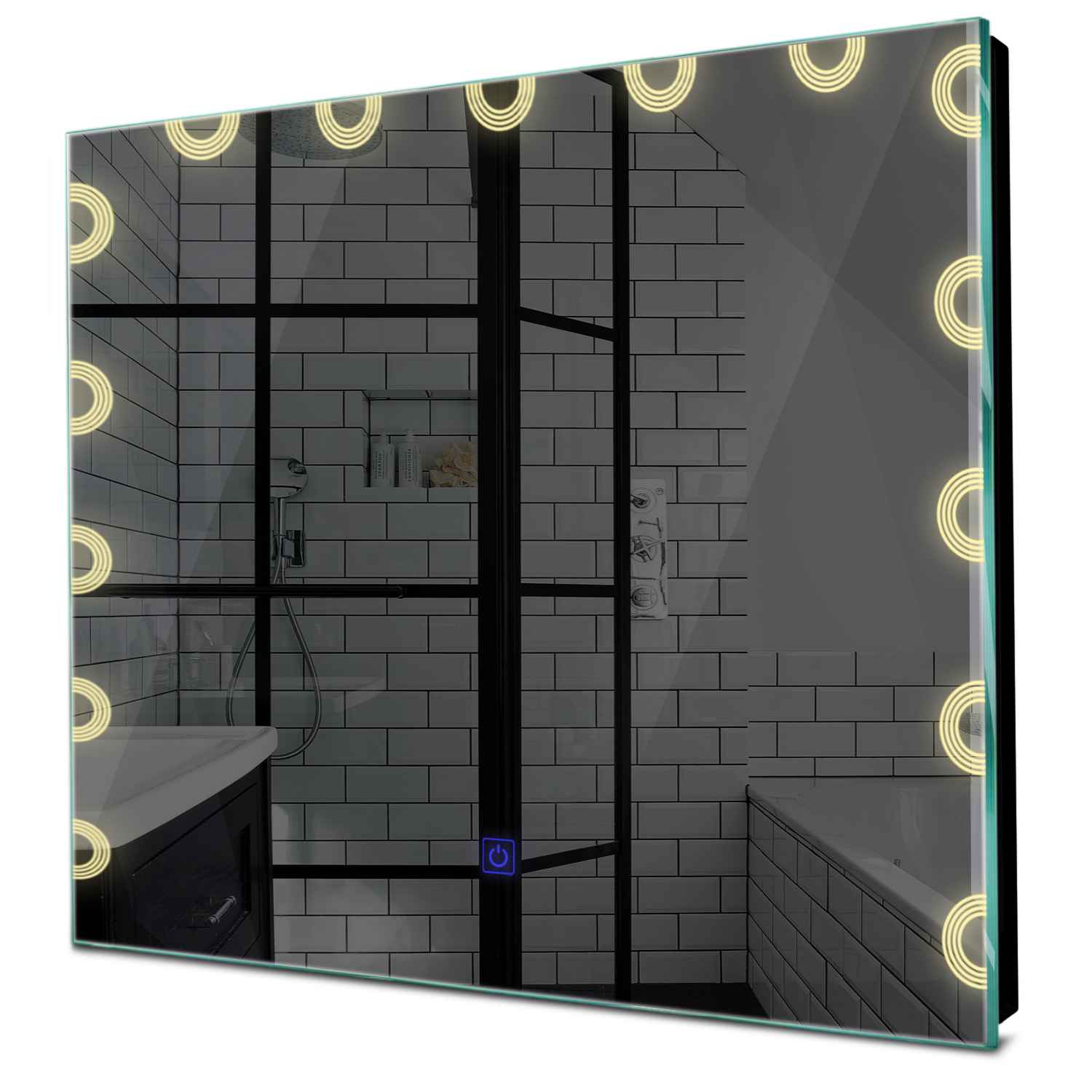 Oglinda LED Patrata 100x100 cm cu buton touch pentru baie sau dormitor ...