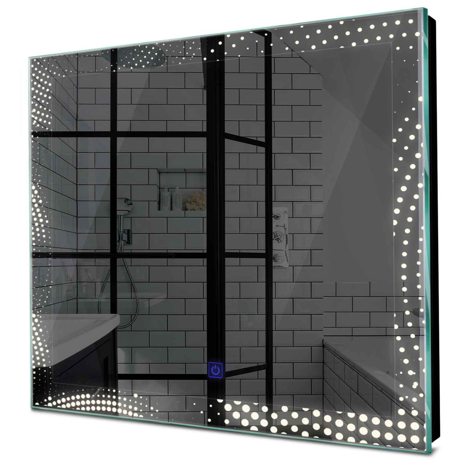 Oglinda LED Patrata 120x120 cm, cu buton touch pentru baie sau dormitor ...