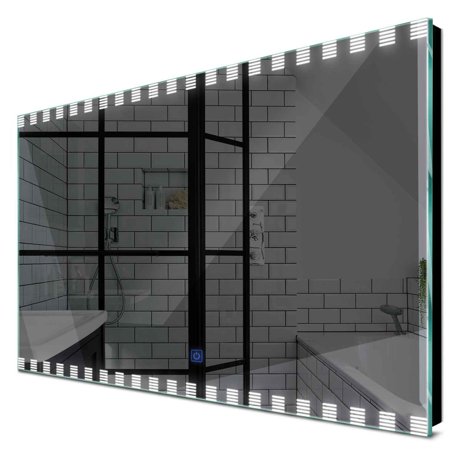 Oglinda LED Orizontala 80x60 cm, cu buton touch pentru baie sau ...