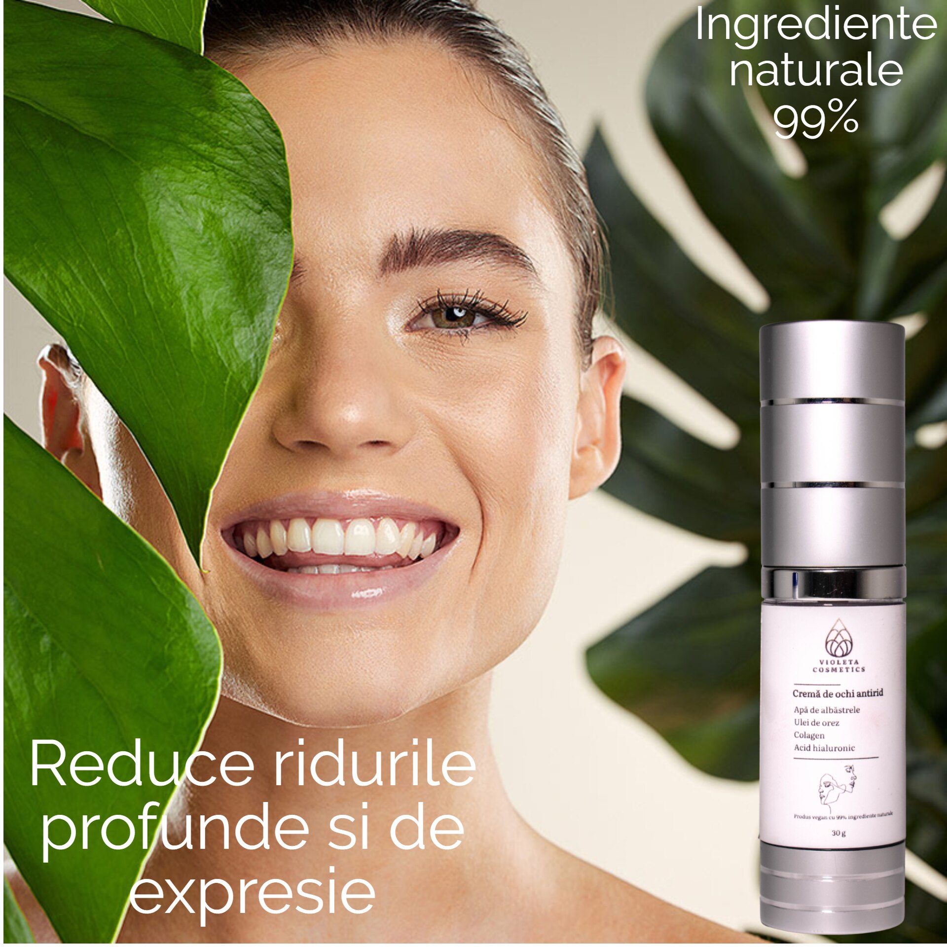 Crema de ochi antirid cu acid hialuronic si colagen - produs VEGAN ...