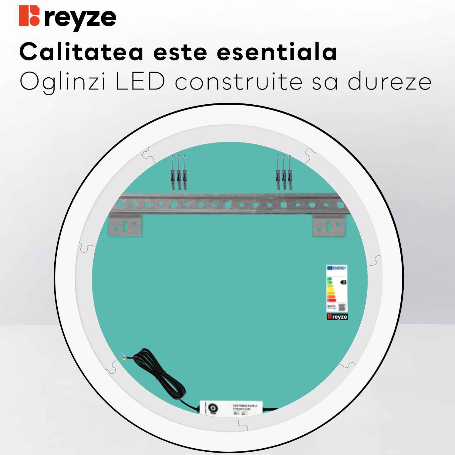 Oglinda LED Machiaj ⌀80 cm diametru, LED Neutru 4000K, fara butoane ...
