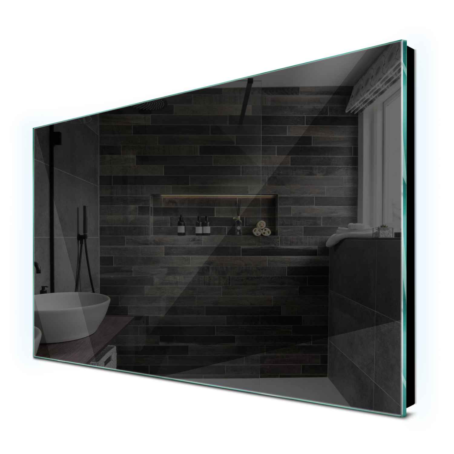 Oglinda LED Orizontala 120x60 cm, fara butoane pentru baie sau dormitor ...