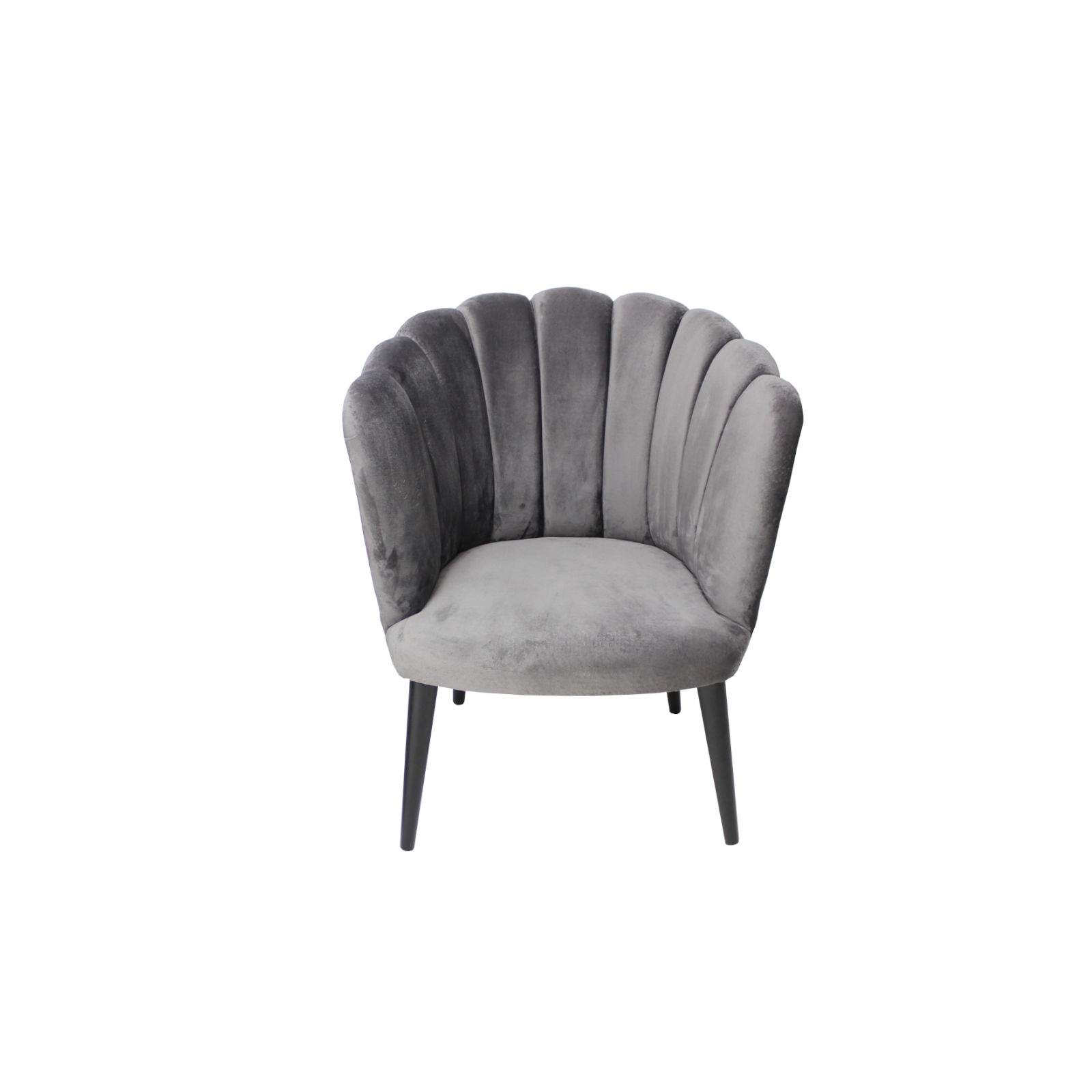 Fotoliu Lara, cu picioare din lemn, tapiterie din material textil, gri ...