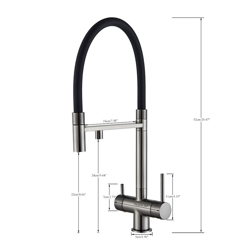 Baterie 3 cai AQUAROO, dus flexibil, pentru filtru apa, seria Ultra ...