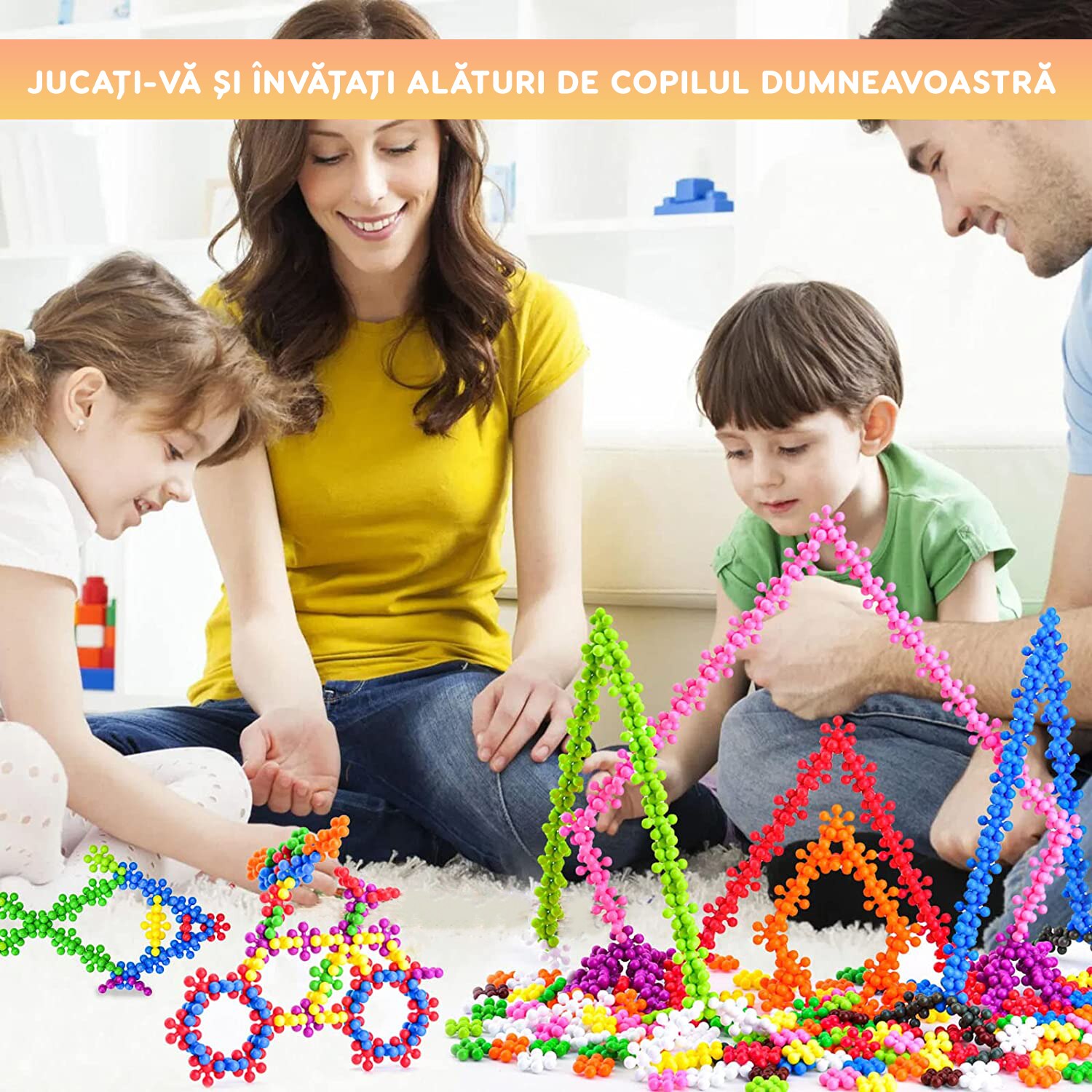 Set de constructie stelute STEM 400 piese, Interblocabile, interactiva ...