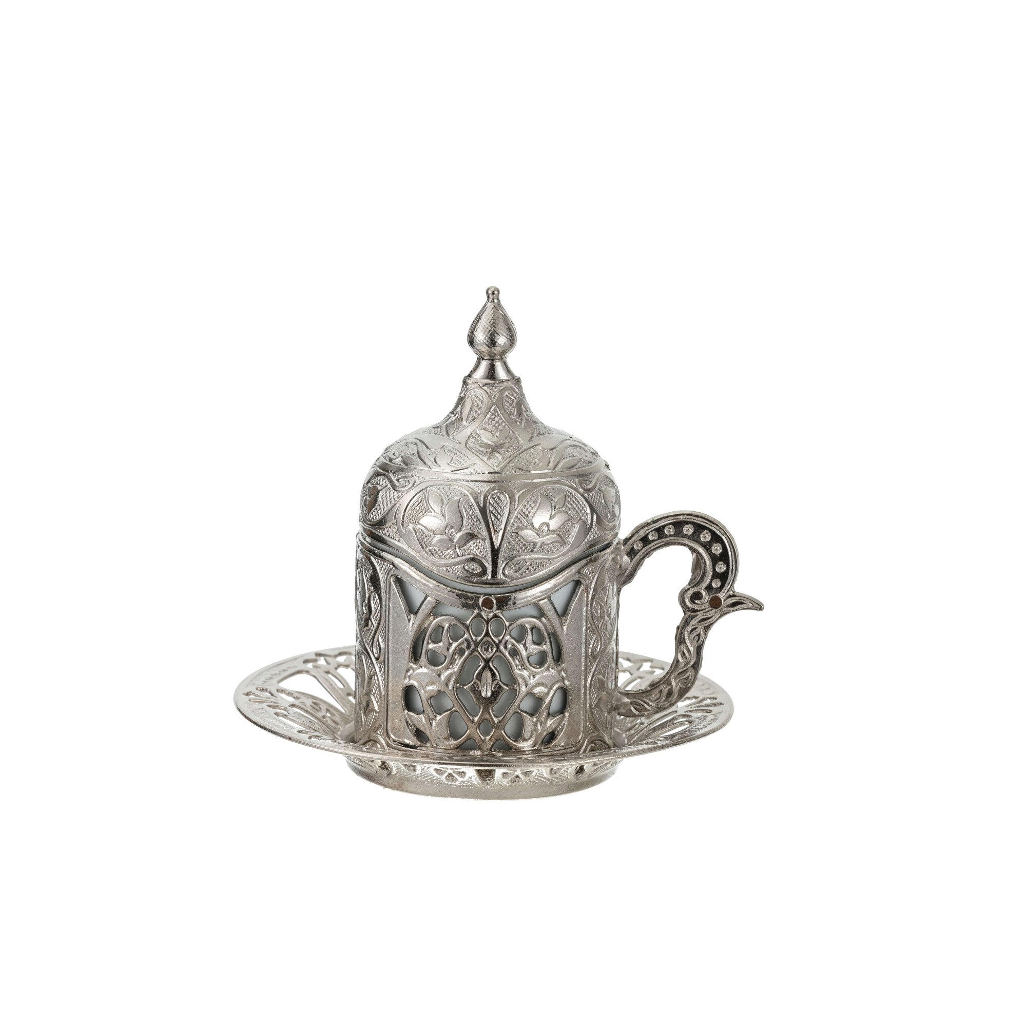 Set cafea turcesc 2 persoane, AYTEK model Lotus, 11 piese, Zamac si ...