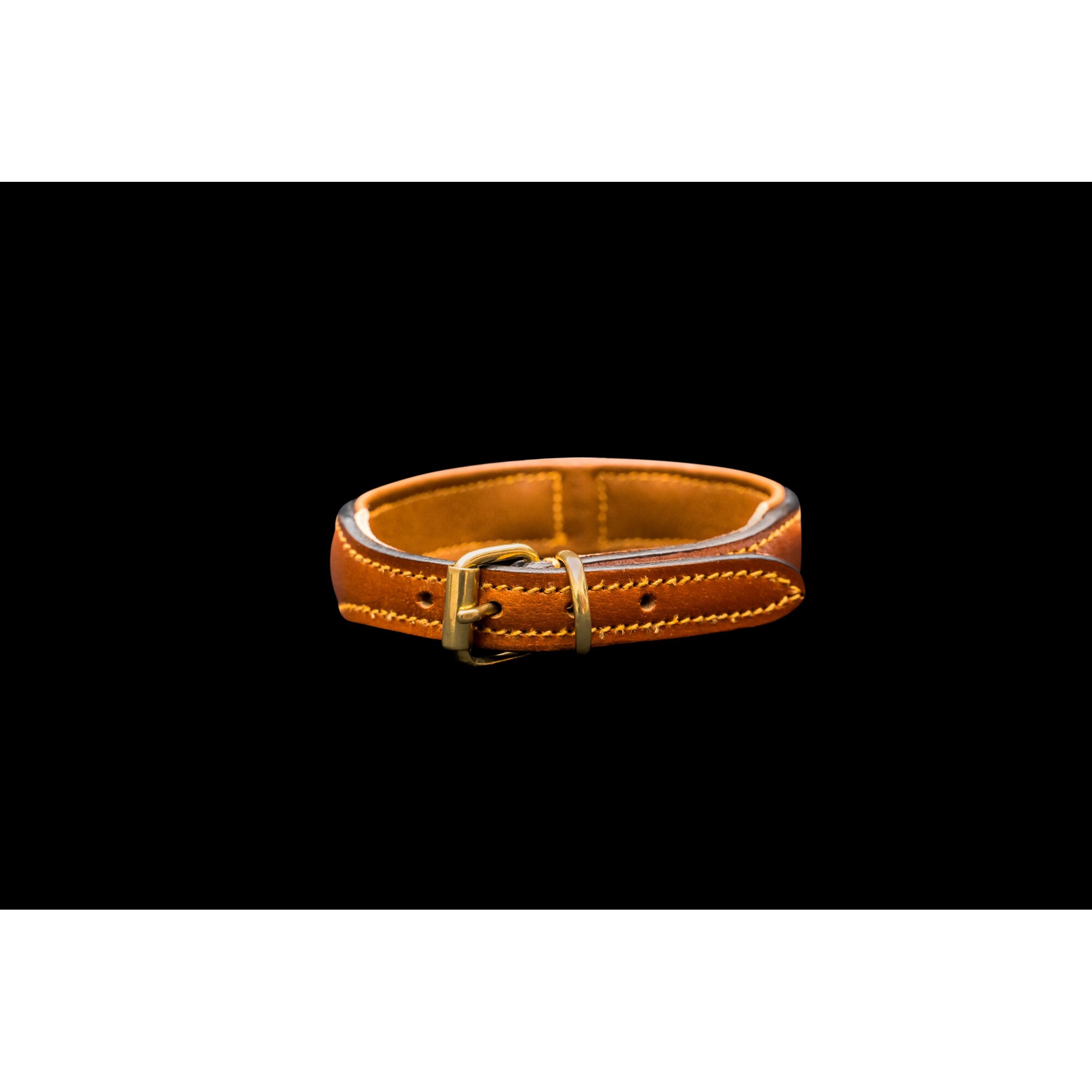 Zgarda caine Let's Glow, piele naturala maro camel cu strasuri metalice ...