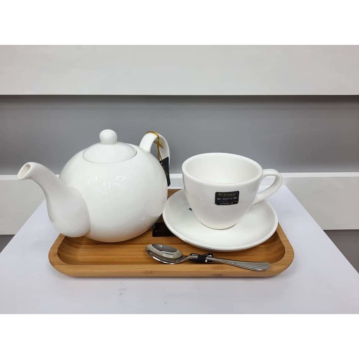 Set Ceasca cu farfurie, Wilmax England, Portelan, 300 ml, Alb - eMAG.ro