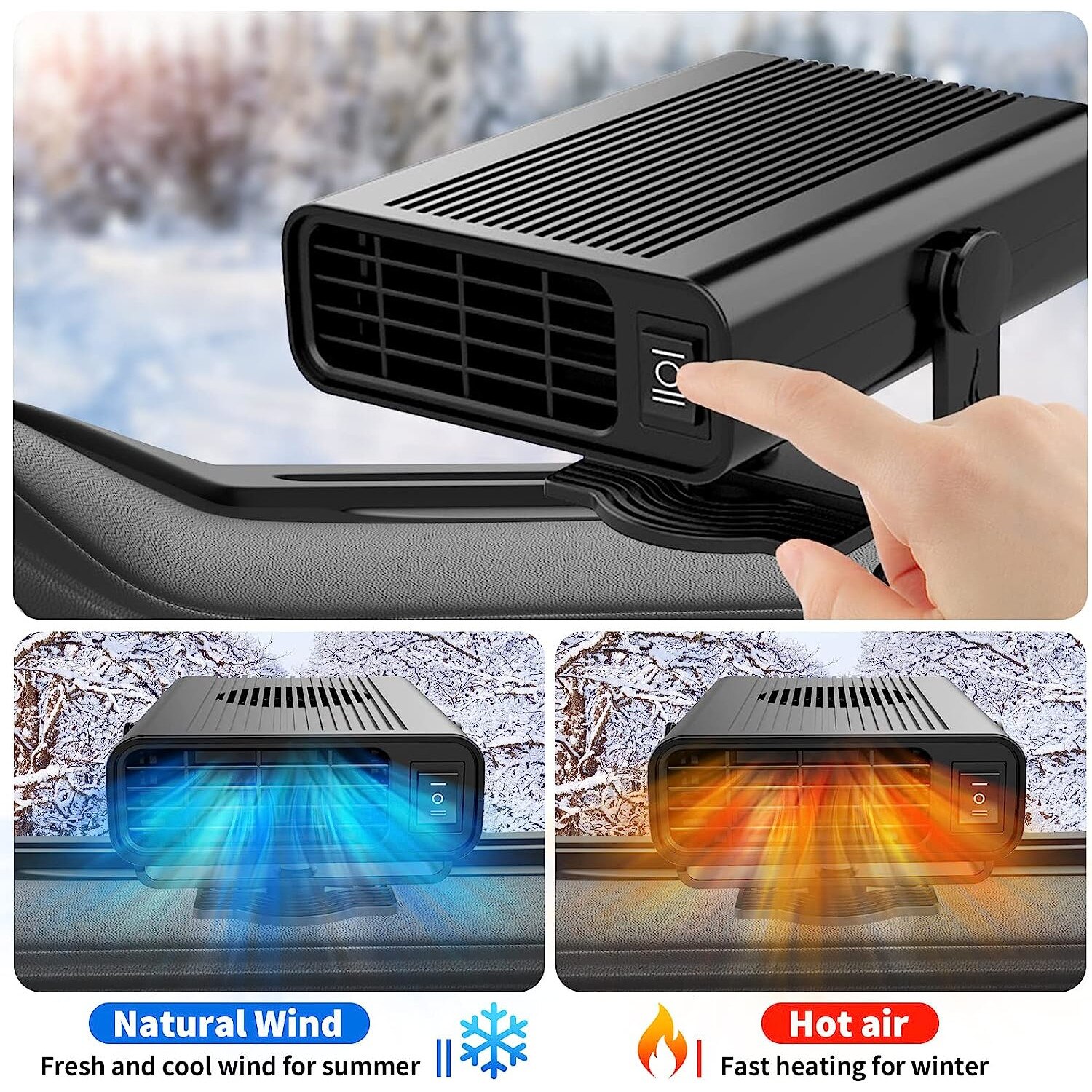 Incalzitor portabil pentru masina, 12 V, 120 W, Negru - eMAG.ro