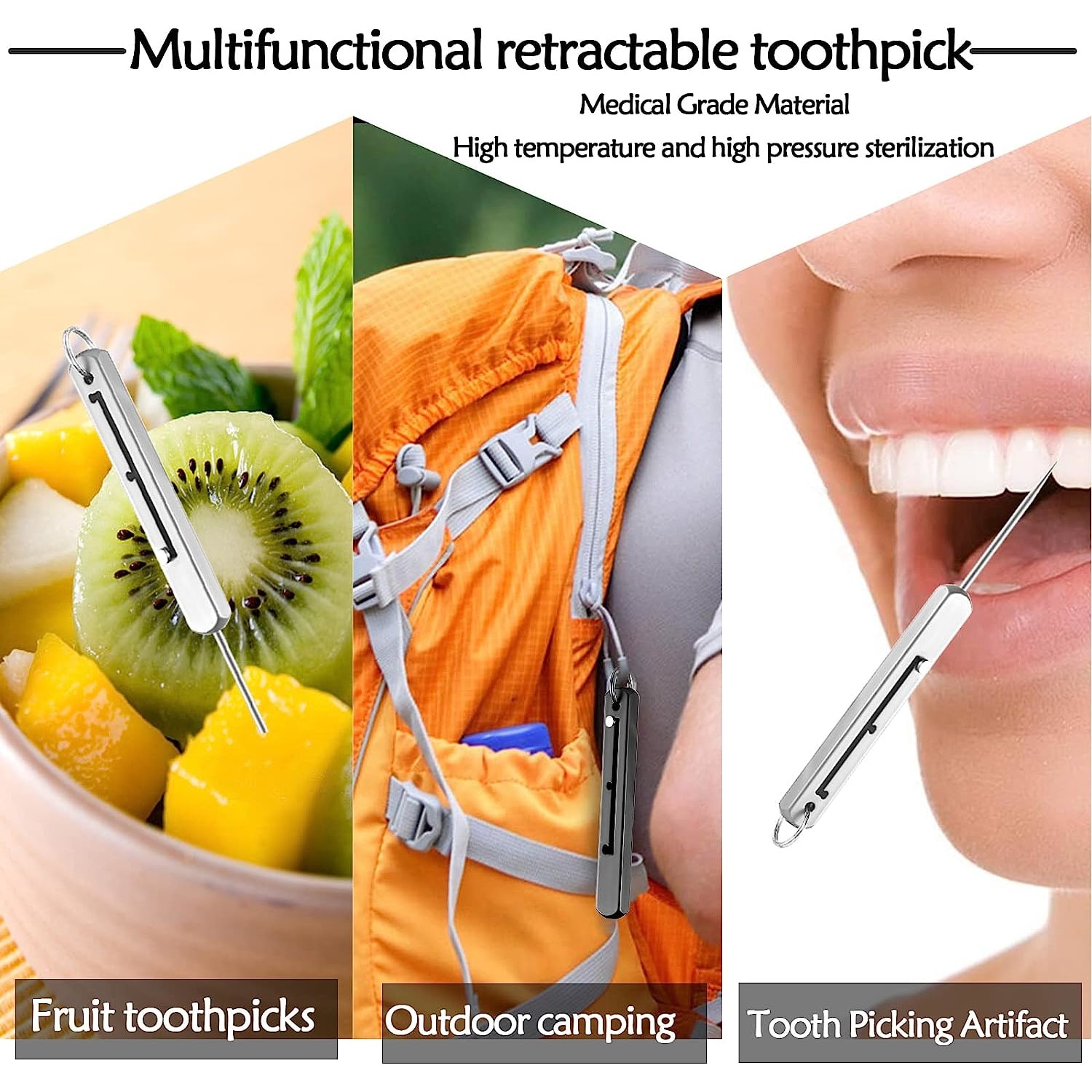 Set 2 scobitori pliabile, Aliaj de titan, Argintiu/Negru - eMAG.ro