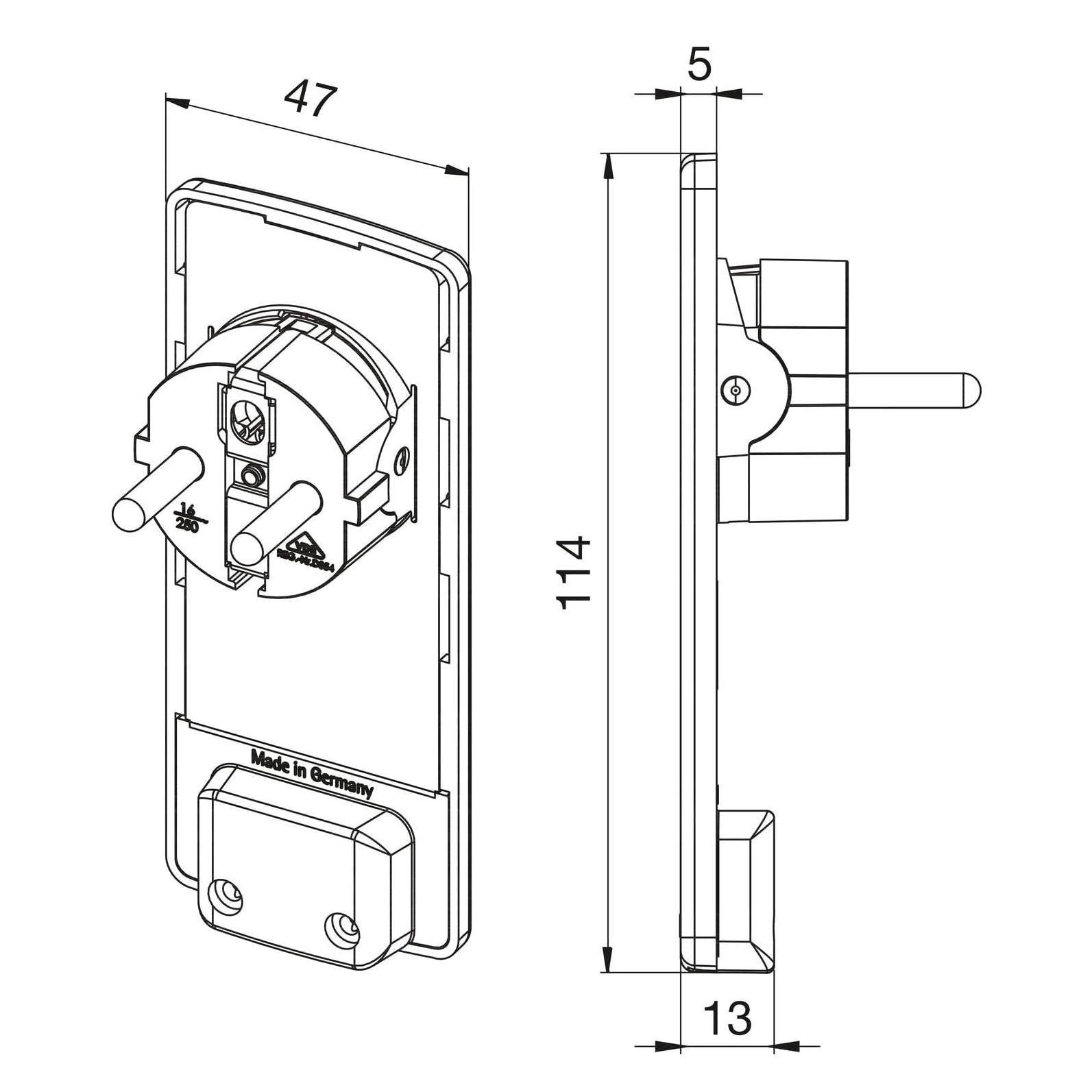 Priza plata, Evoline, 16A, impamantat, Negru - eMAG.ro
