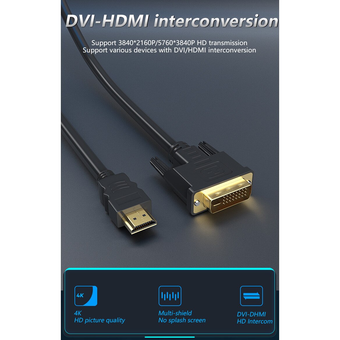 Cablu adaptor Miromoto®, DVI tata - HDMI tata, 1.5 m, Negru - eMAG.ro