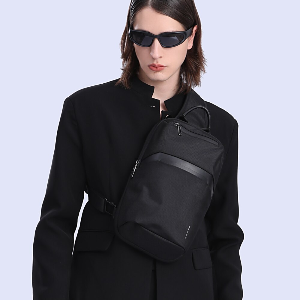 Rucsac crossbody unisex, spate moale cu buzunar antifurt, din poliester ...