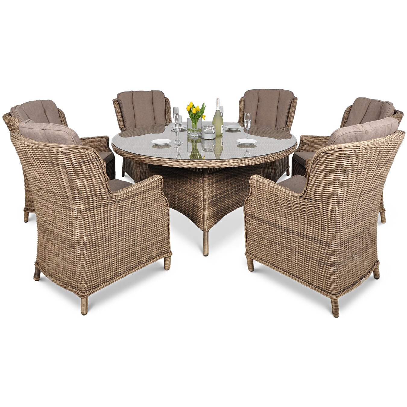 Set mobilier gradina, Focus Garden, Ratan, 7 elemente, Maro - eMAG.ro