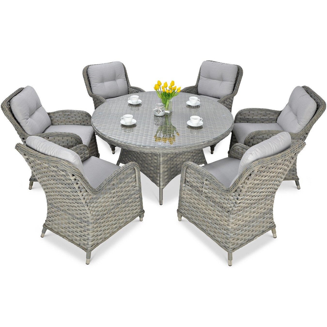 Set mobilier de gradina, Focus Garden, Ratan, 7 elemente, Gri - eMAG.ro