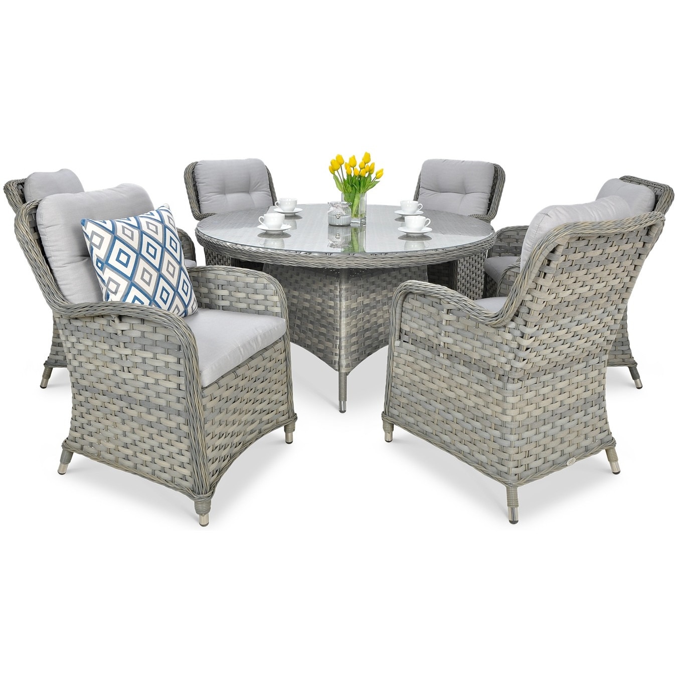 Set mobilier de gradina, Focus Garden, Ratan, 7 elemente, Gri - eMAG.ro