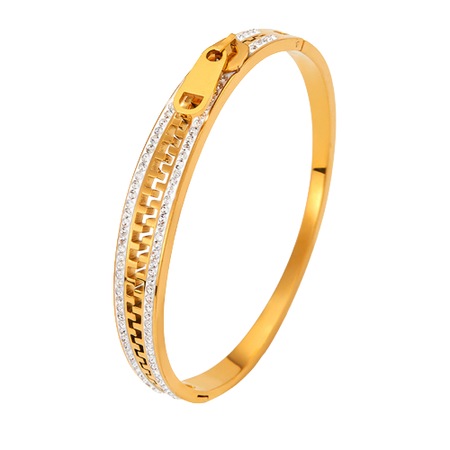 Bratara de dama tip Bangle fixa, model in forma de fermoar, pietre ...
