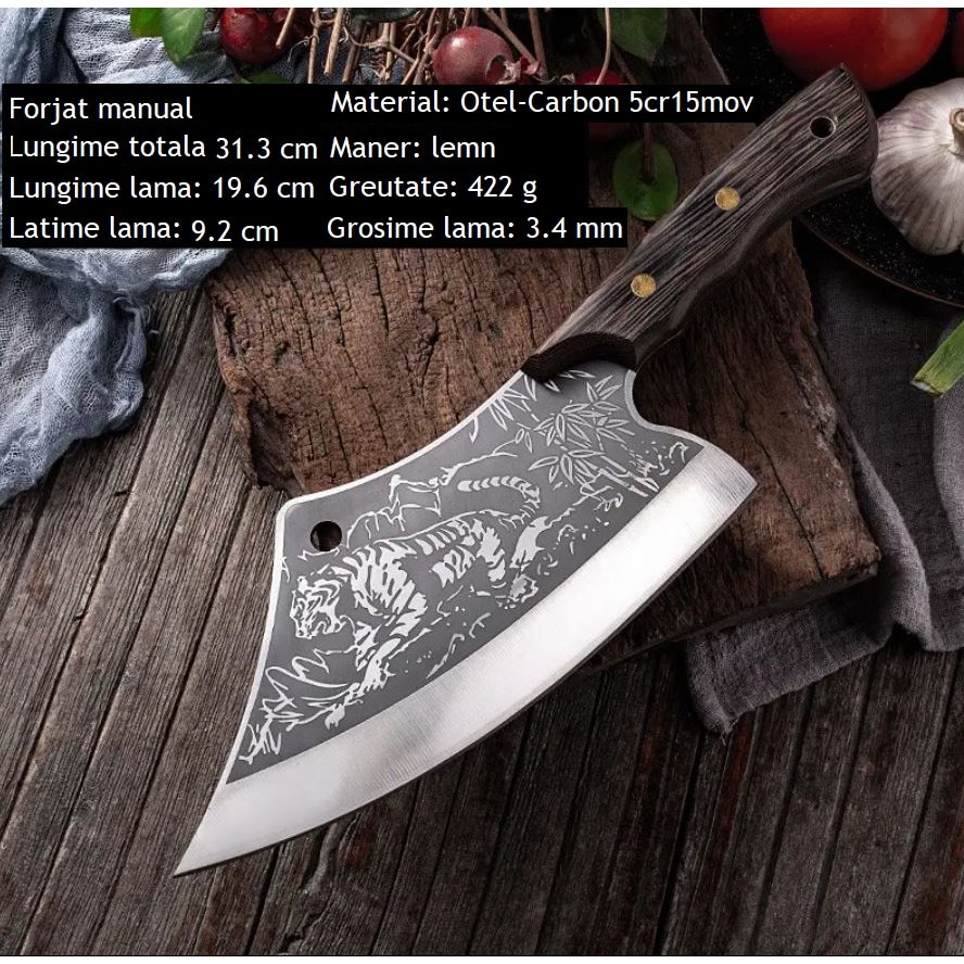 Cutit Satar Tiger Profesional cu Maner din Lemn de Culoare Maro Inchis ...