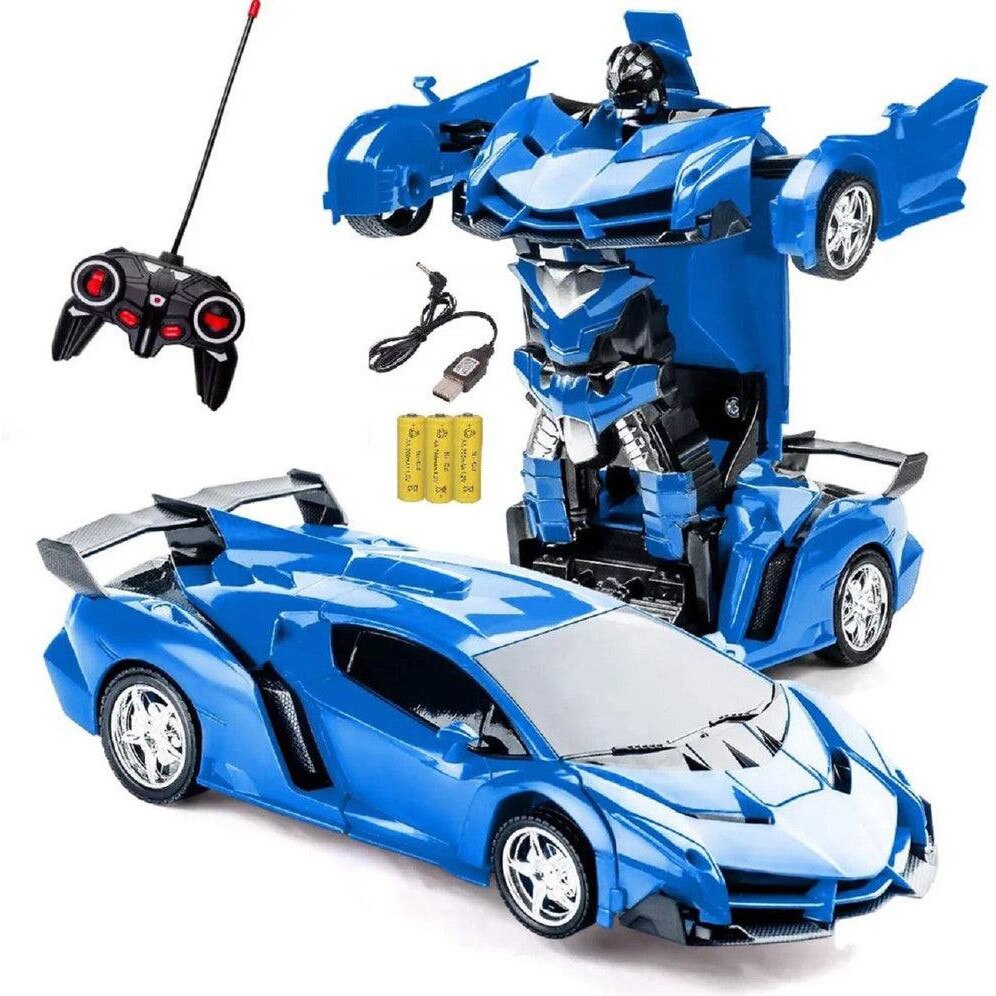 Masina si Robot Cu Telecomanda 2 In 1, albastru - eMAG.ro