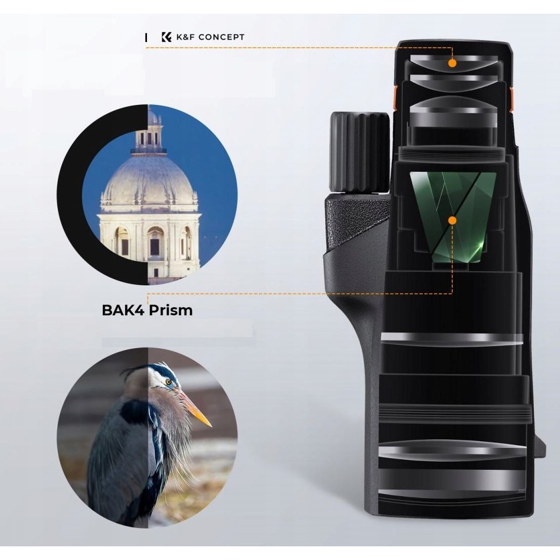 Monoclu, 12x50, 1000m, BAK-4, IP68, Verde - eMAG.ro