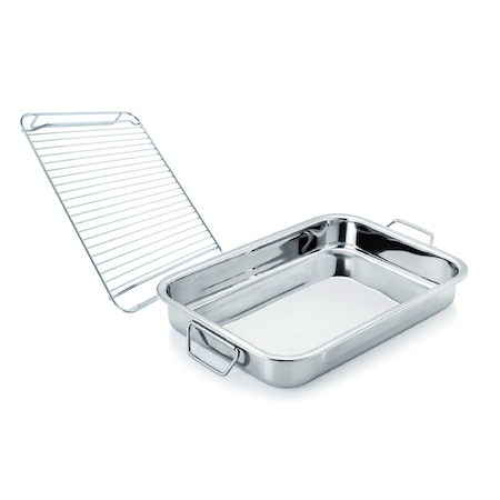 Tava cuptor 30cm, din inox cu gril si manere - eMAG.ro
