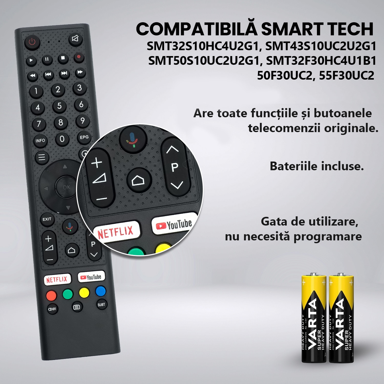 Telecomanda TV Compatibila Smart Tech, seriile SMT32S10HC4U2G1 ...