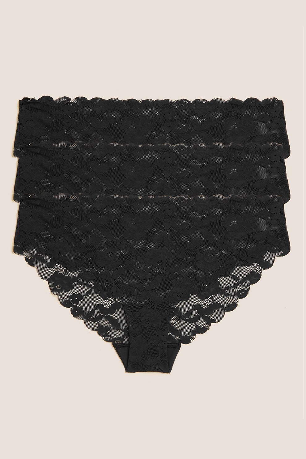 Marks & Spencer, Set de chiloti de dantela - 3 perechi, Negru, 8 - eMAG.ro