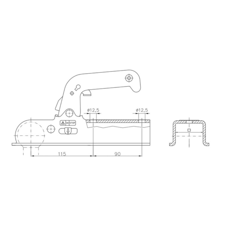 WINTERHOFF WW150-VF carlig cu bila pentru o remorca de 1500 kg cu bara ...
