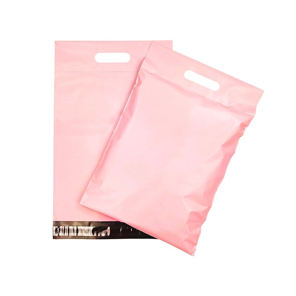 Set 100 Buc Plicuri curierat cu maner, Roz, plastic, Createur - 26x33 ...