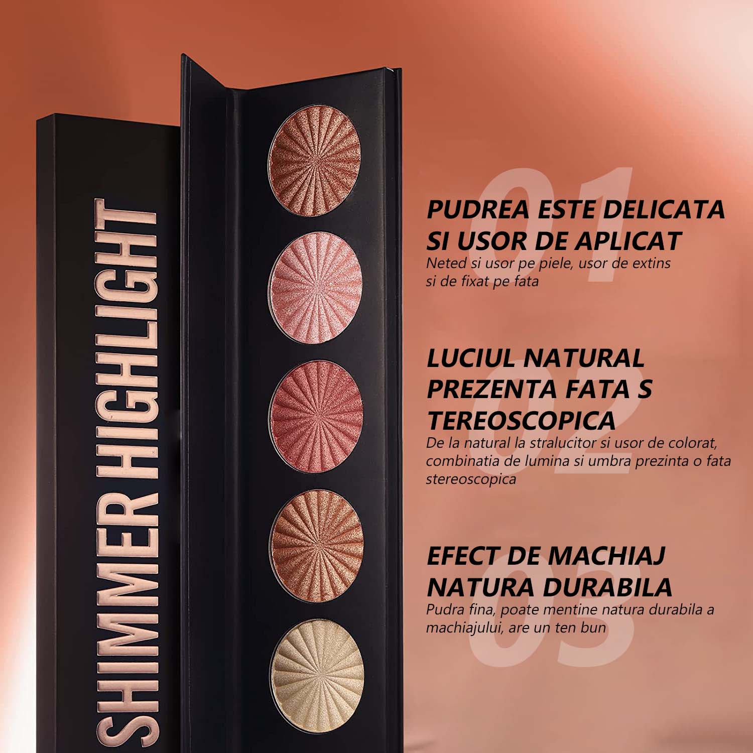 Kontúr paletta, Vaxiuja, Smink, Highlight, 5 szín, 109g - eMAG.hu