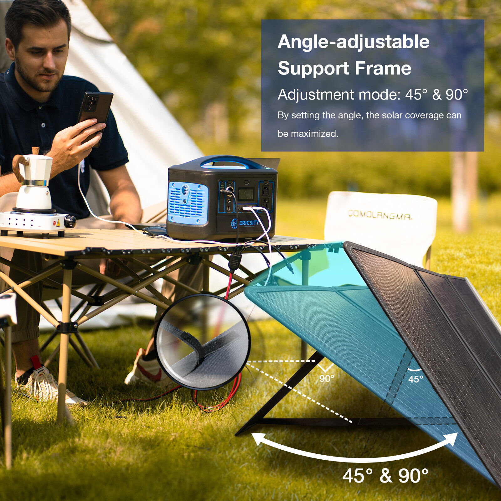 Panou solar portabil 20 V 100 W, cu mufa MC-4, pliabil, monocristalin ...