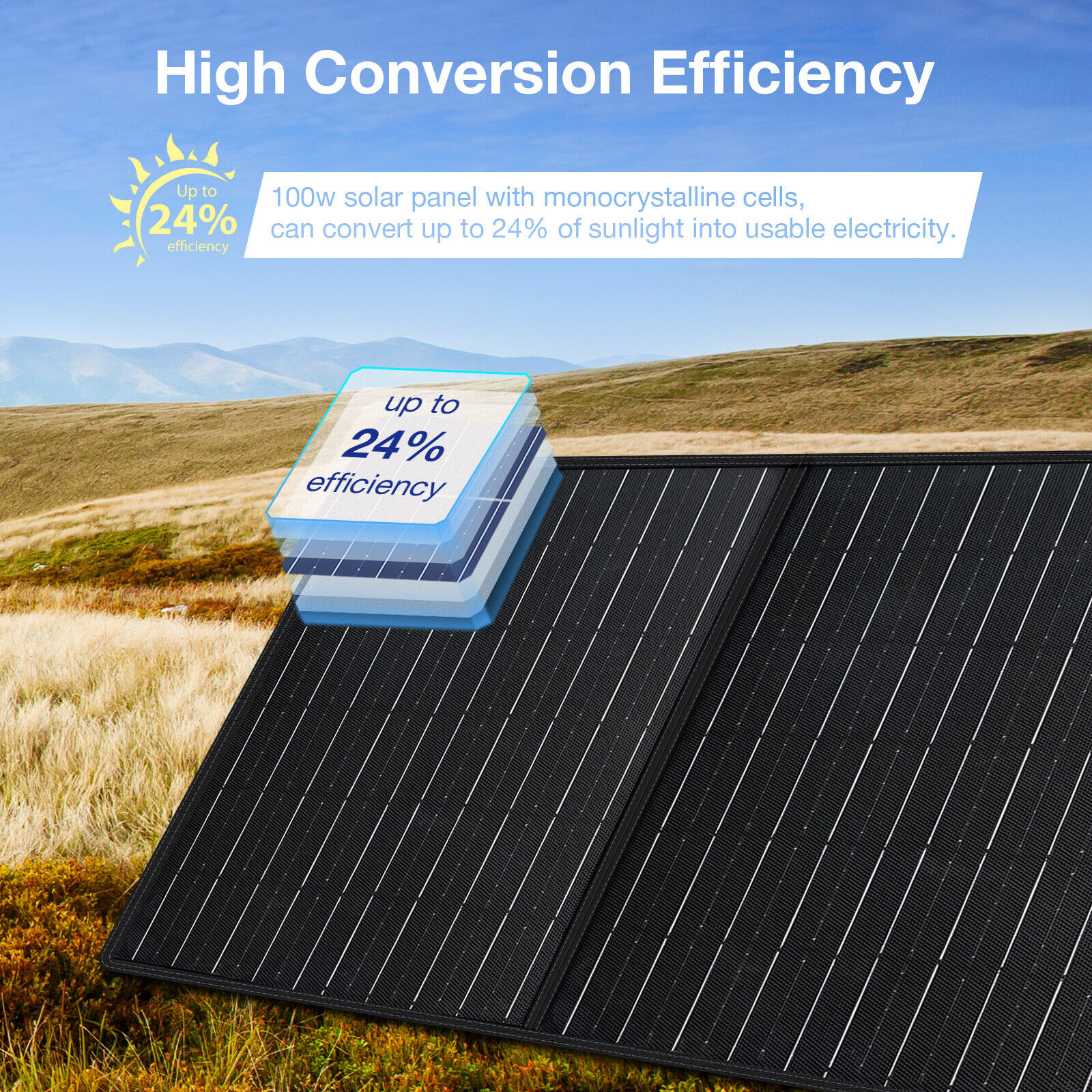 Panou solar portabil 20 V 100 W, cu mufa MC-4, pliabil, monocristalin ...