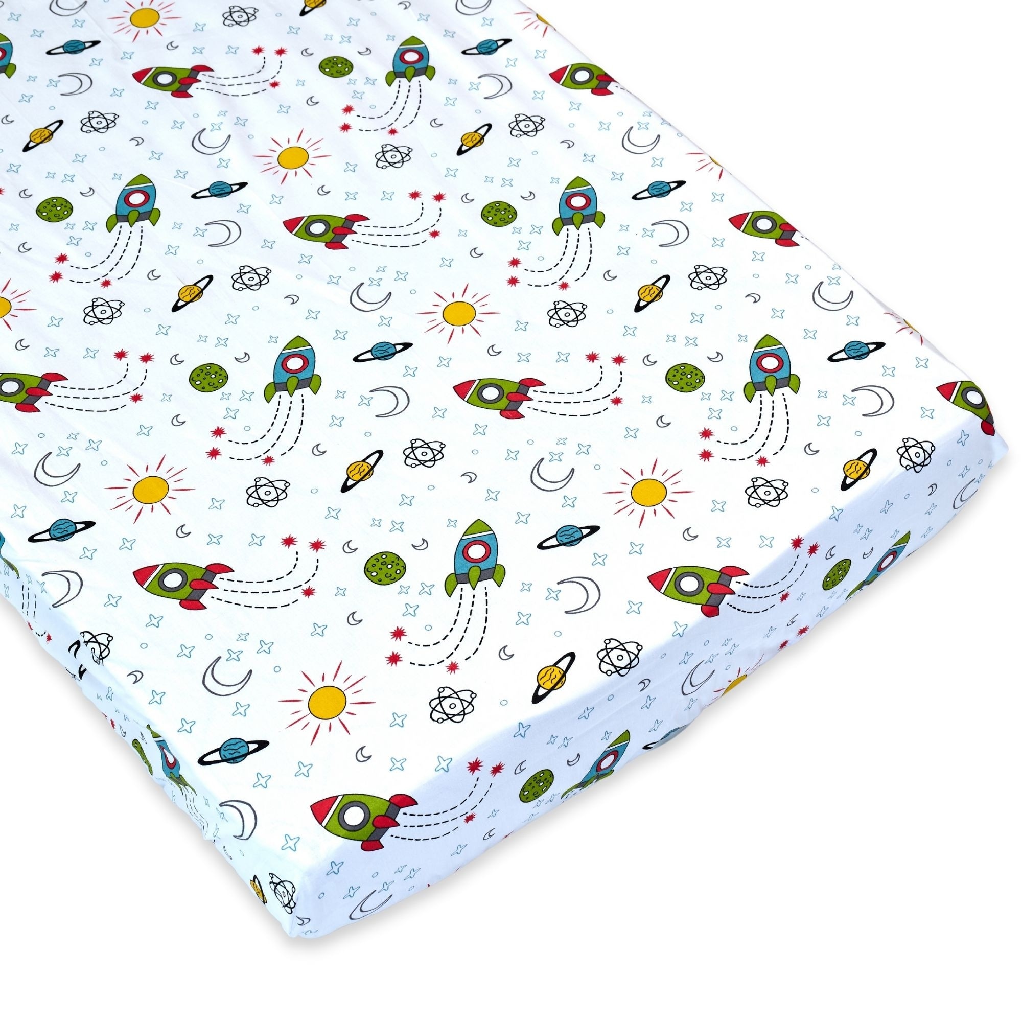 Cearsaf cu elastic pentru patut copii 120x60, rachete - eMAG.ro