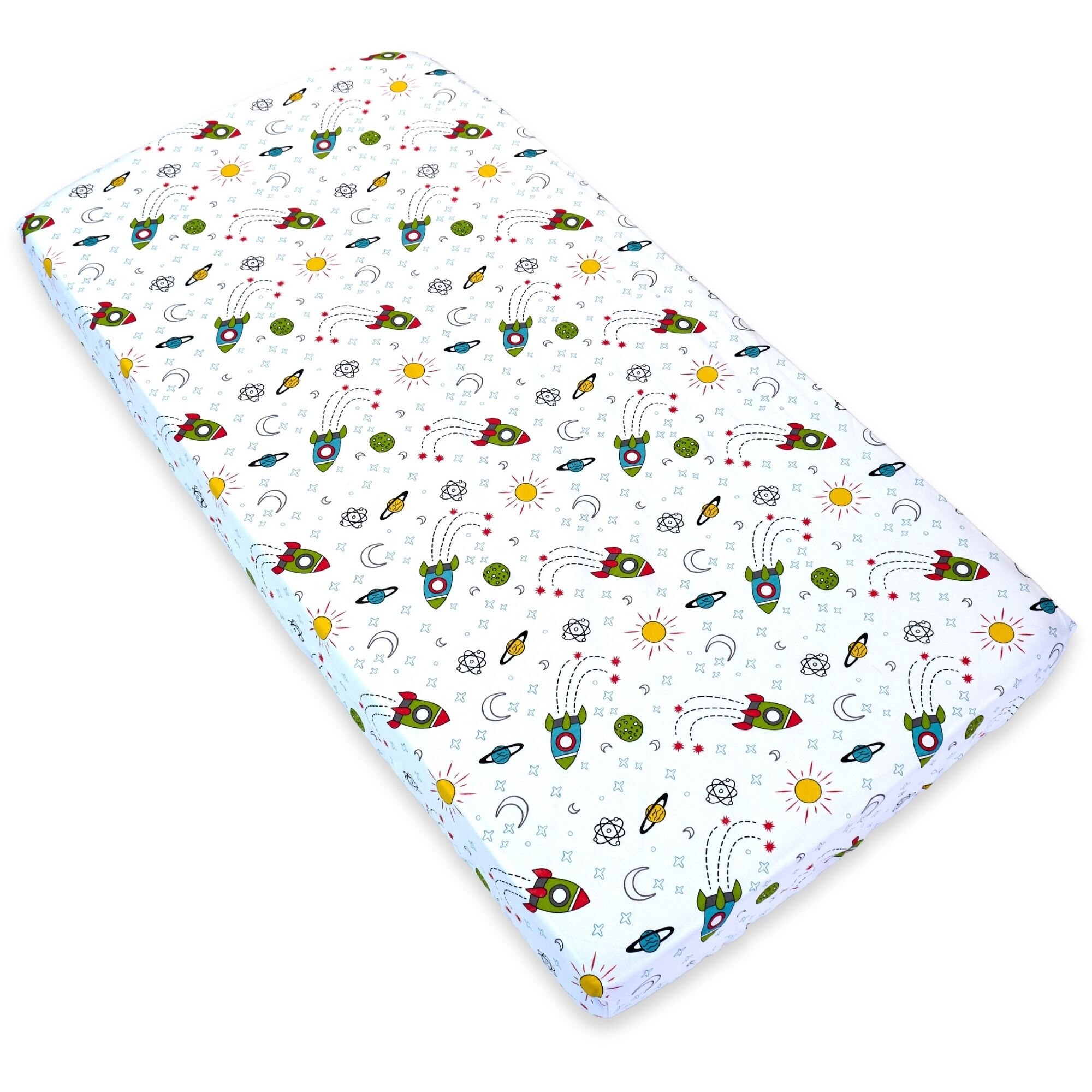 Cearsaf cu elastic pentru patut copii 120x60, rachete - eMAG.ro
