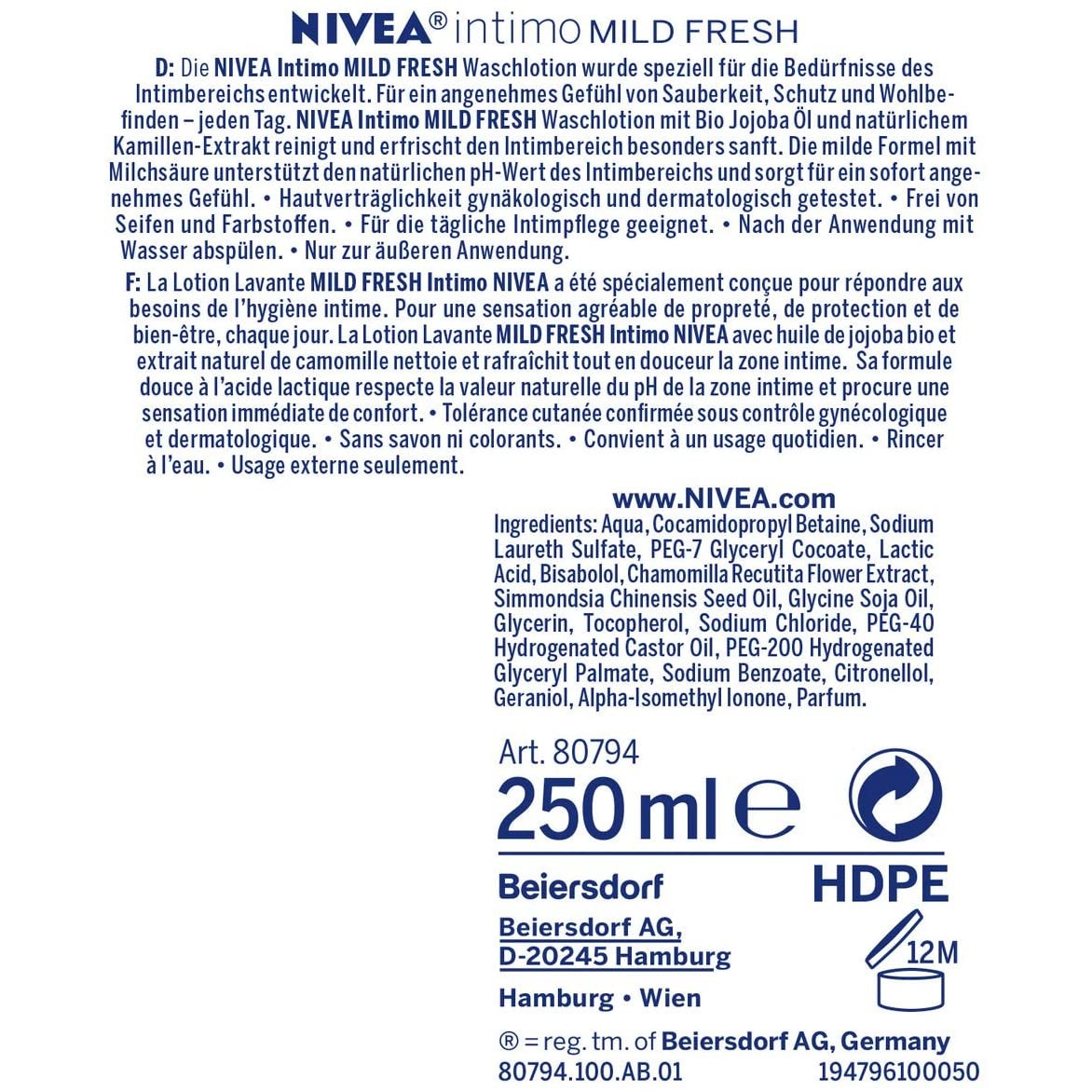 Gel igiena intima, Nivea, 250 ml - eMAG.ro