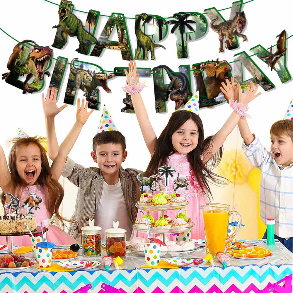 Set baloane si decoratiuni aniversare copii, ZJZ, tema Dinozaurilor, verde, 43 buc - eMAG.ro